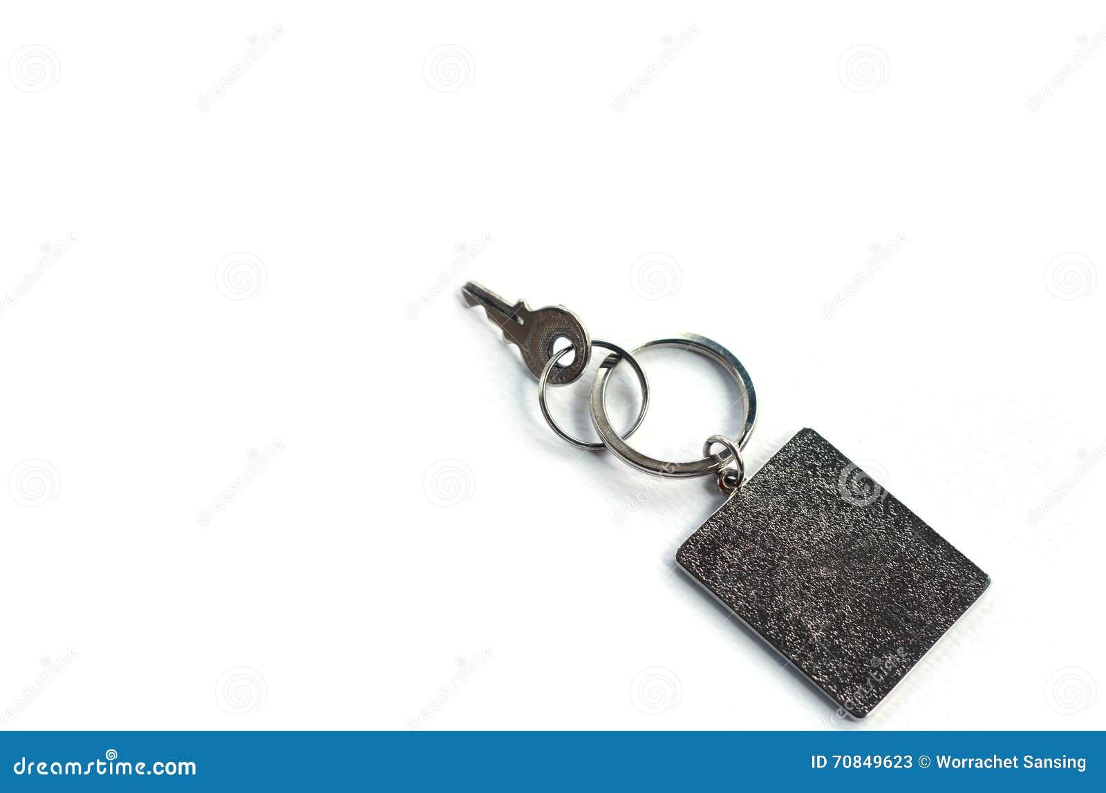 Key with Rectangle Key Chain. Stock Image - Image of grey, modern: 70849623