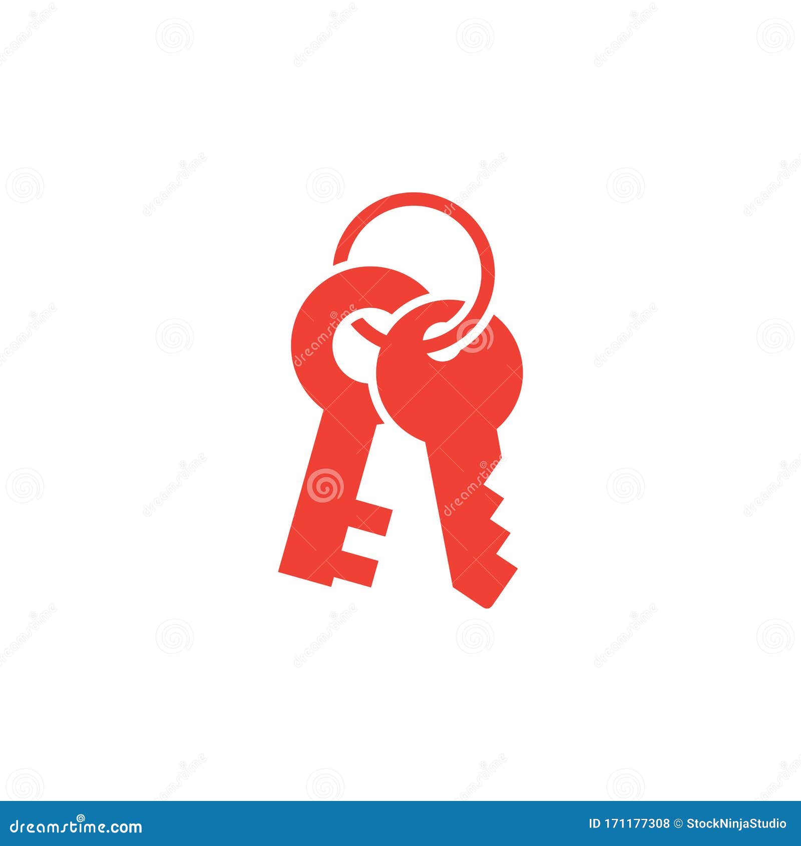 Key Red Icon on White Background. Red Flat Style Vector Illustration ...