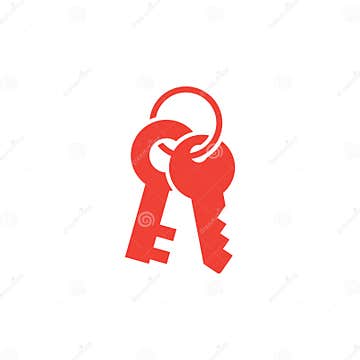 Key Red Icon on White Background. Red Flat Style Vector Illustration ...