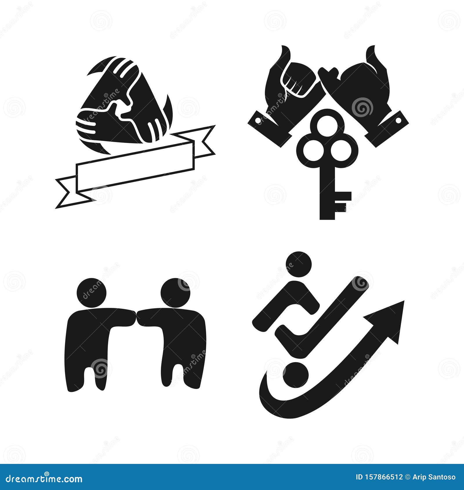 Key Ribbon Arrow Commitment Teamwork Together Black Logo Stock Vector ...