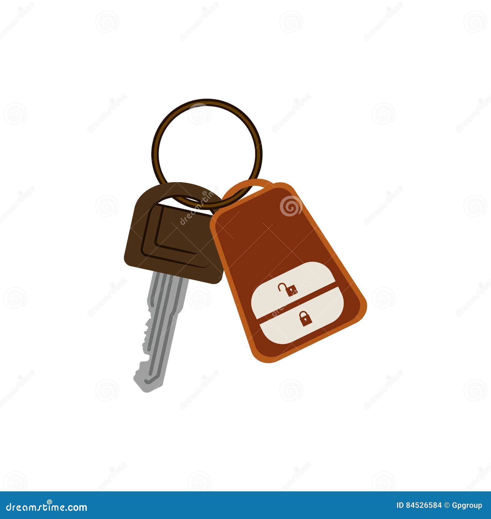 Key ring with alarm system stock vector. Illustration of remote - 84526584