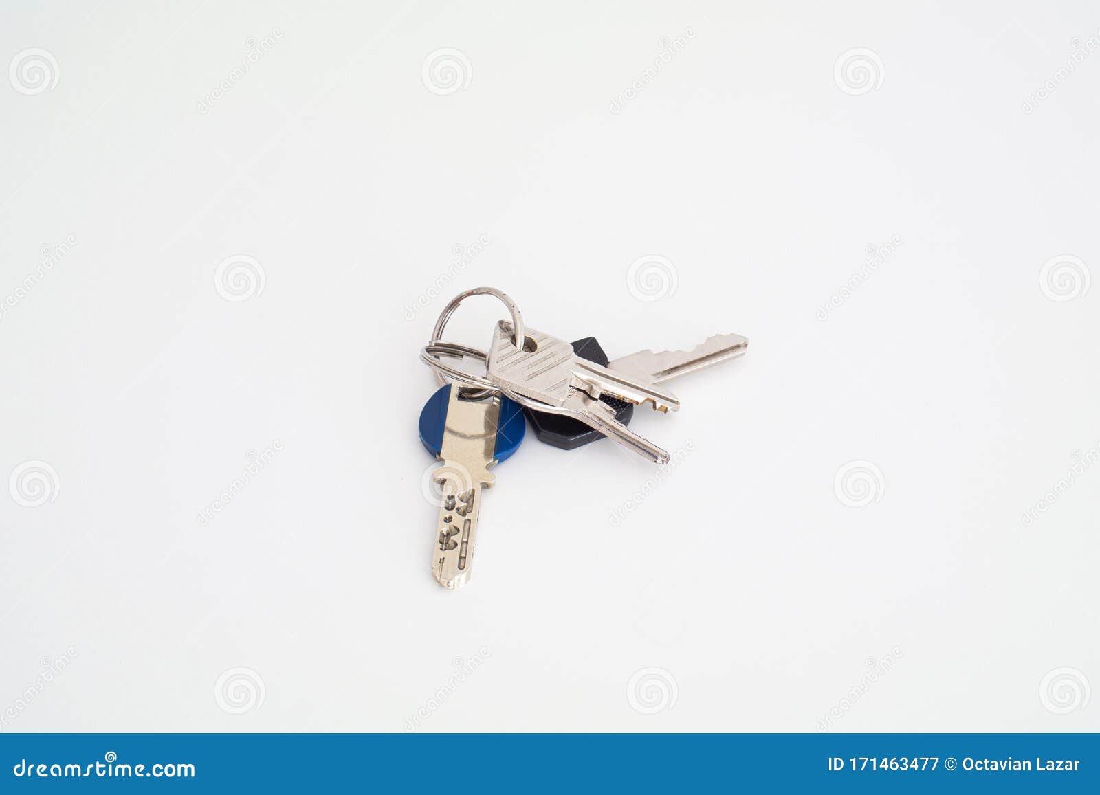 Key Ring with Different Types and Shapes of Keys Close Up Shot Isolated ...