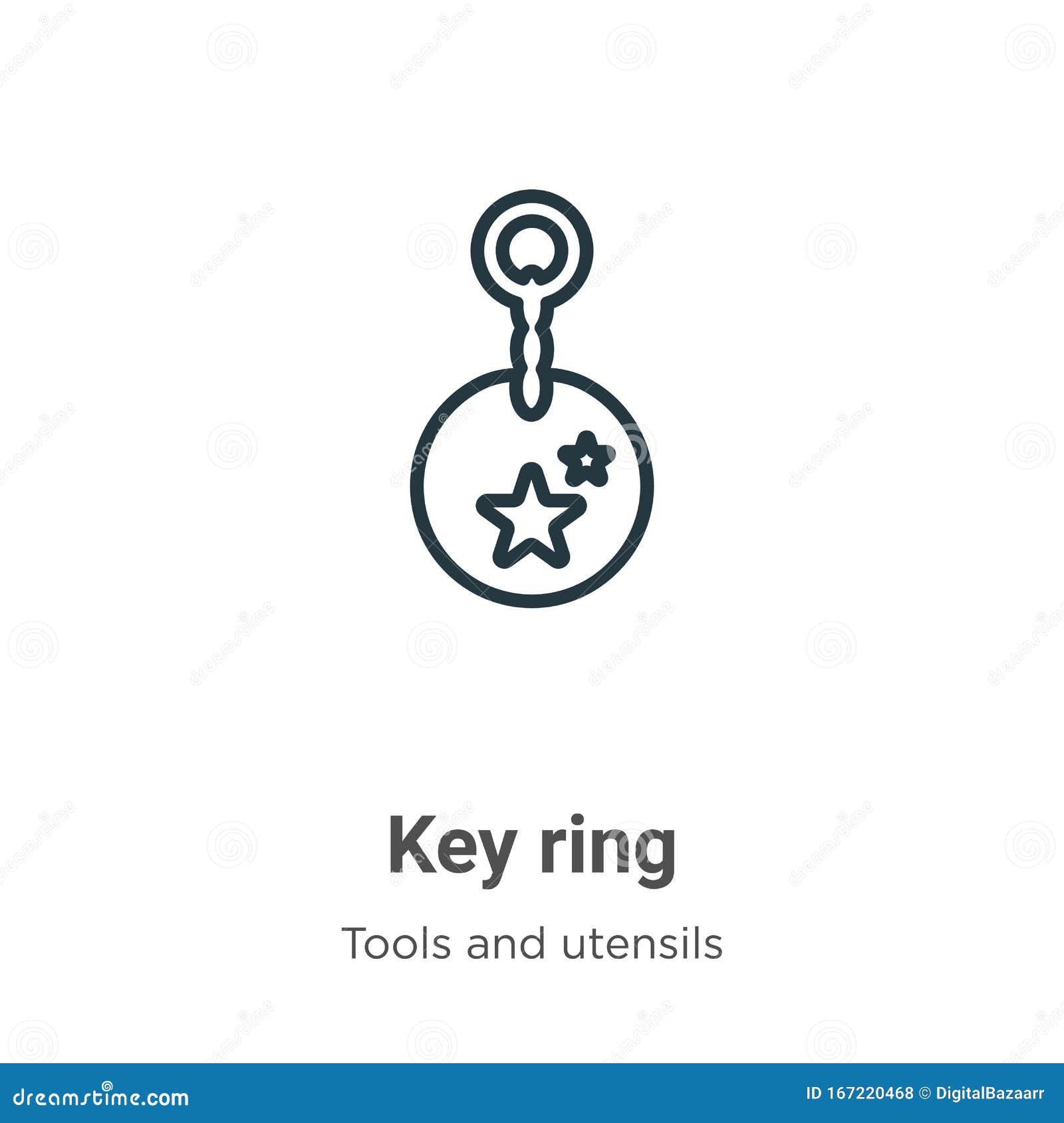 Key Ring Outline Vector Icon. Thin Line Black Key Ring Icon, Flat ...