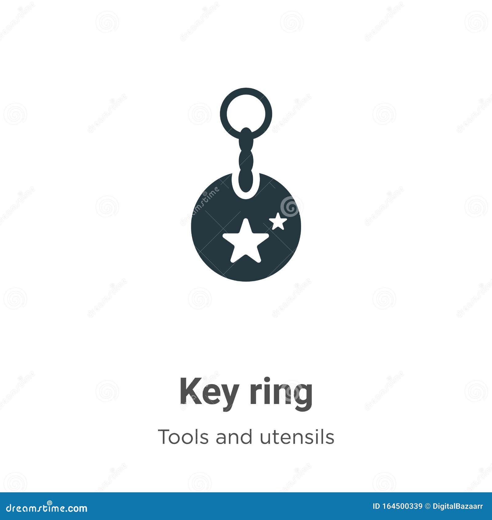 Key Ring Vector Icon on White Background. Flat Vector Key Ring Icon ...