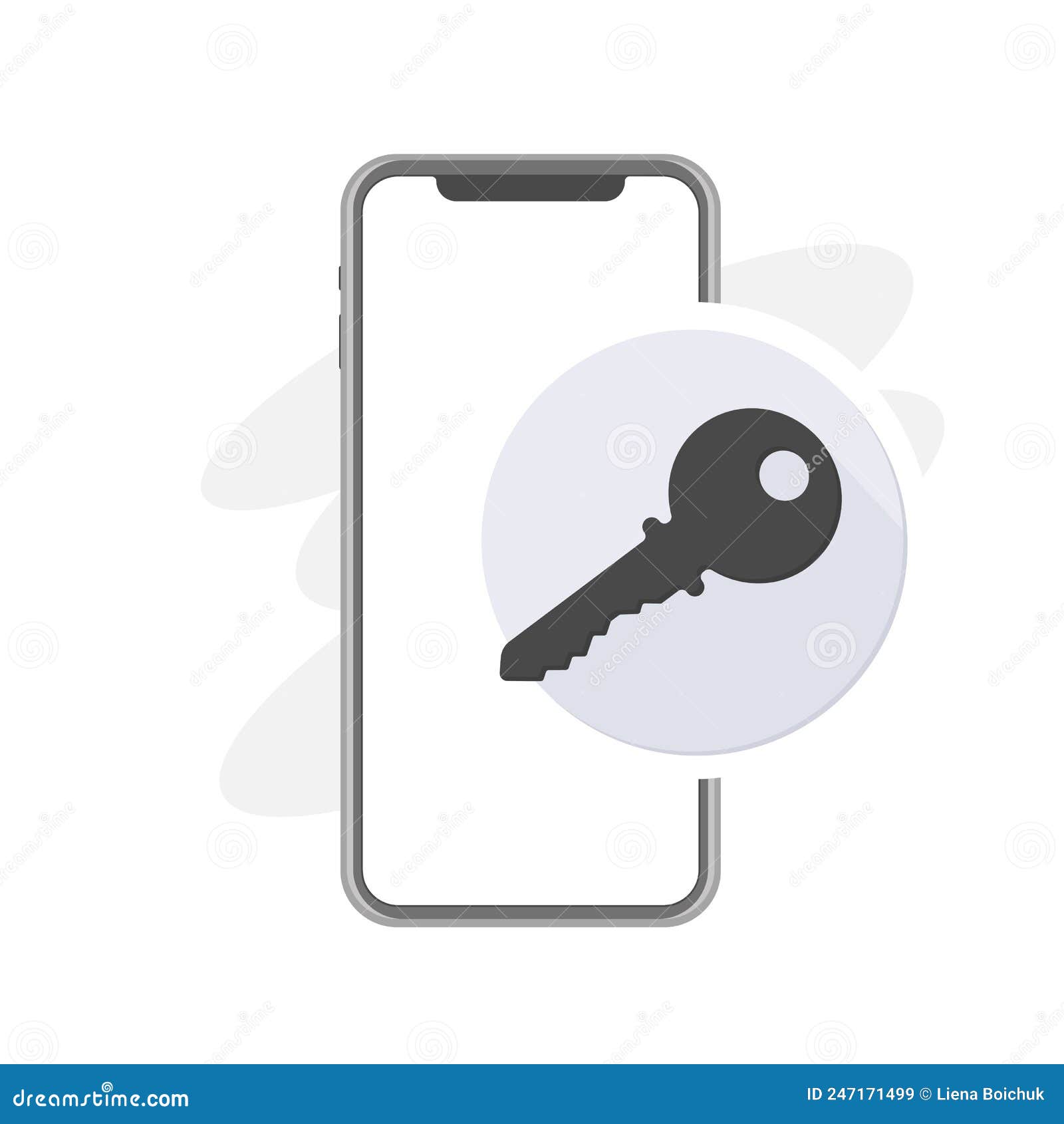 Key Rounded Grey Icon on Smartphone, Cell Phone, Vector Illustration ...