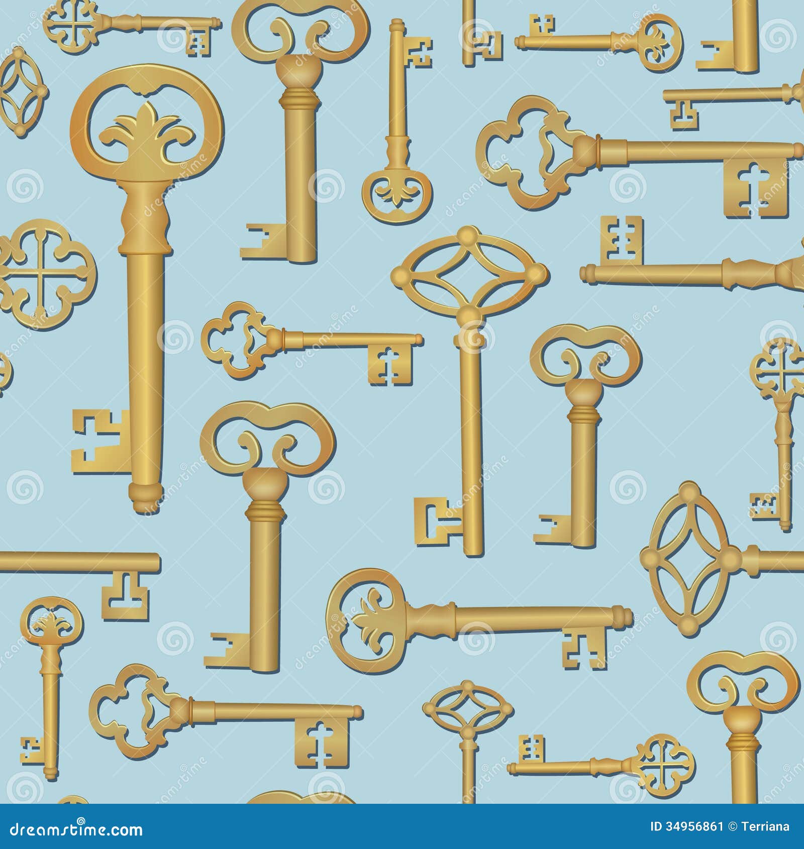 Key Seamless Background. Vintage Collection Stock Illustration ...