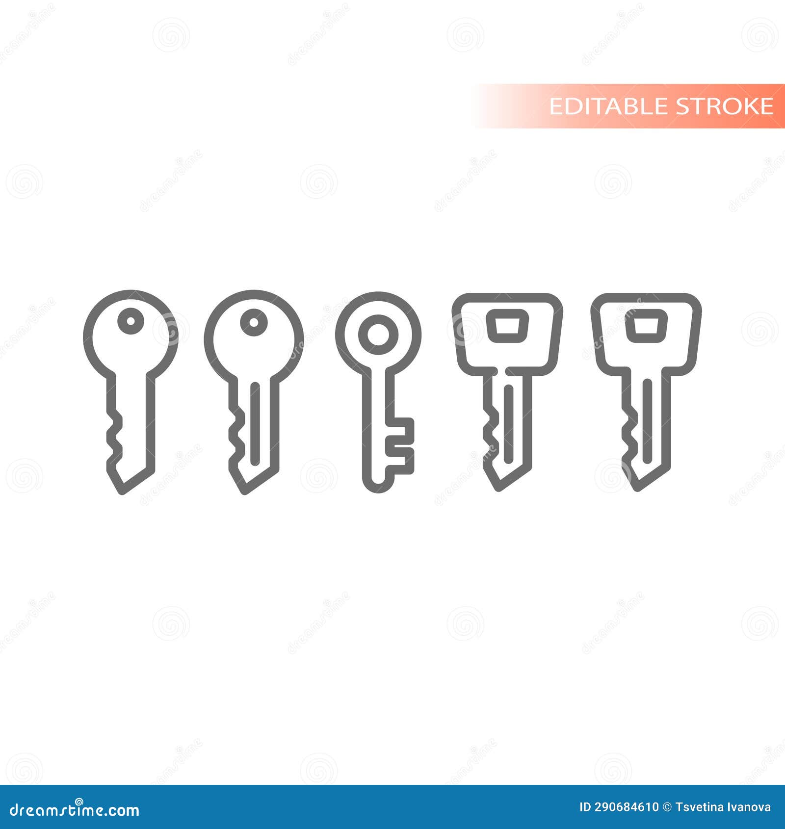 Key set outline icon stock vector. Illustration of vintage - 290684610
