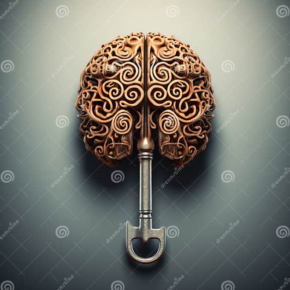 A key shaped like a brain stock illustration. Illustration of ...