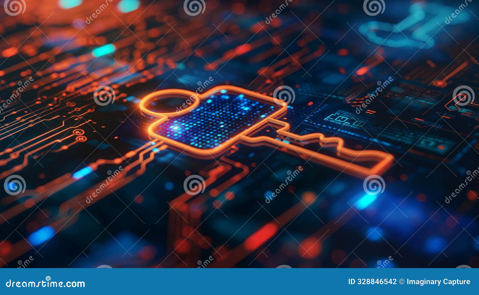 A Key is Shown in a Computer Screen with a Blue Background. Digital ...