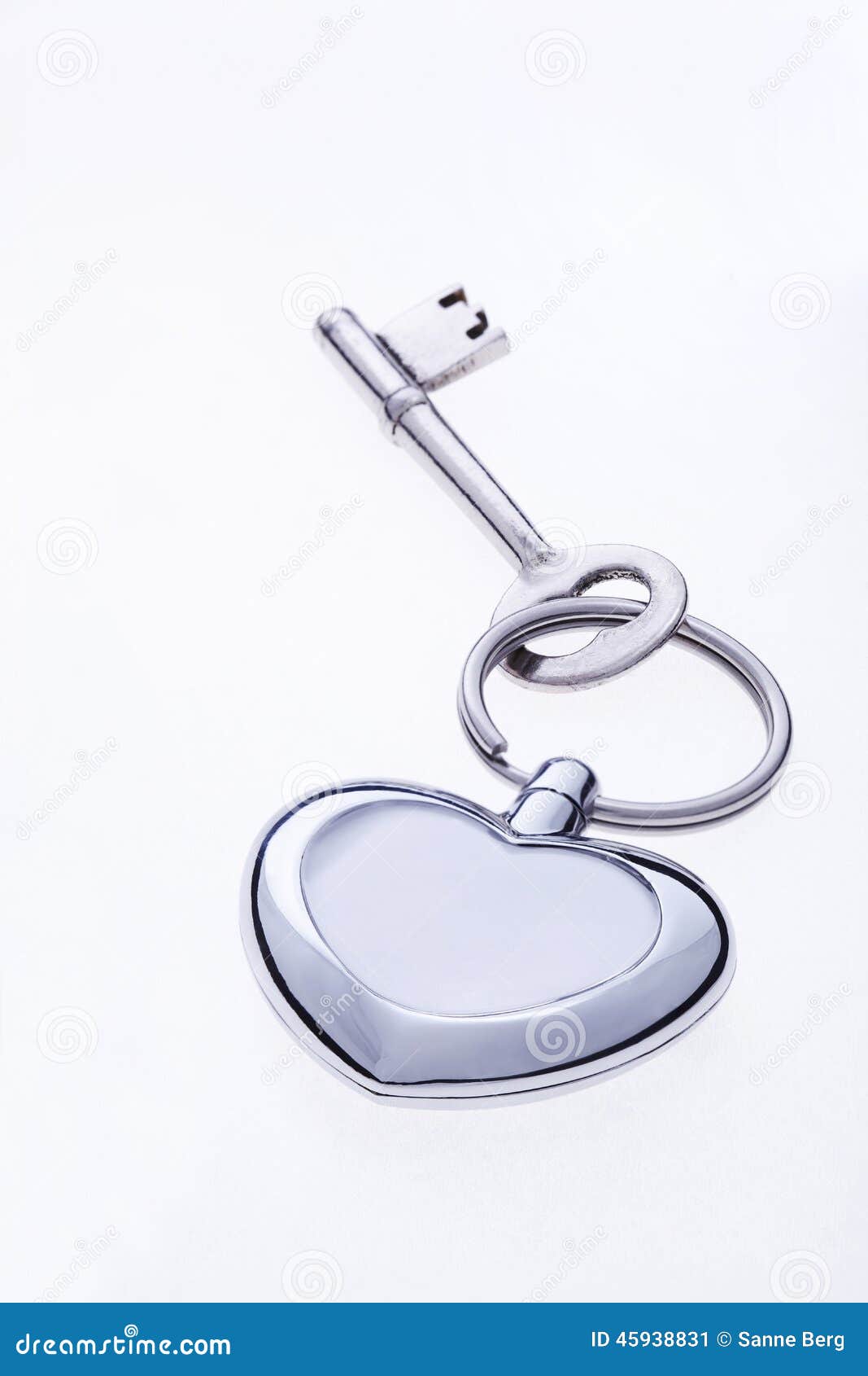 Key in Silver Heart Keychain Stock Image - Image of safety, valentine ...