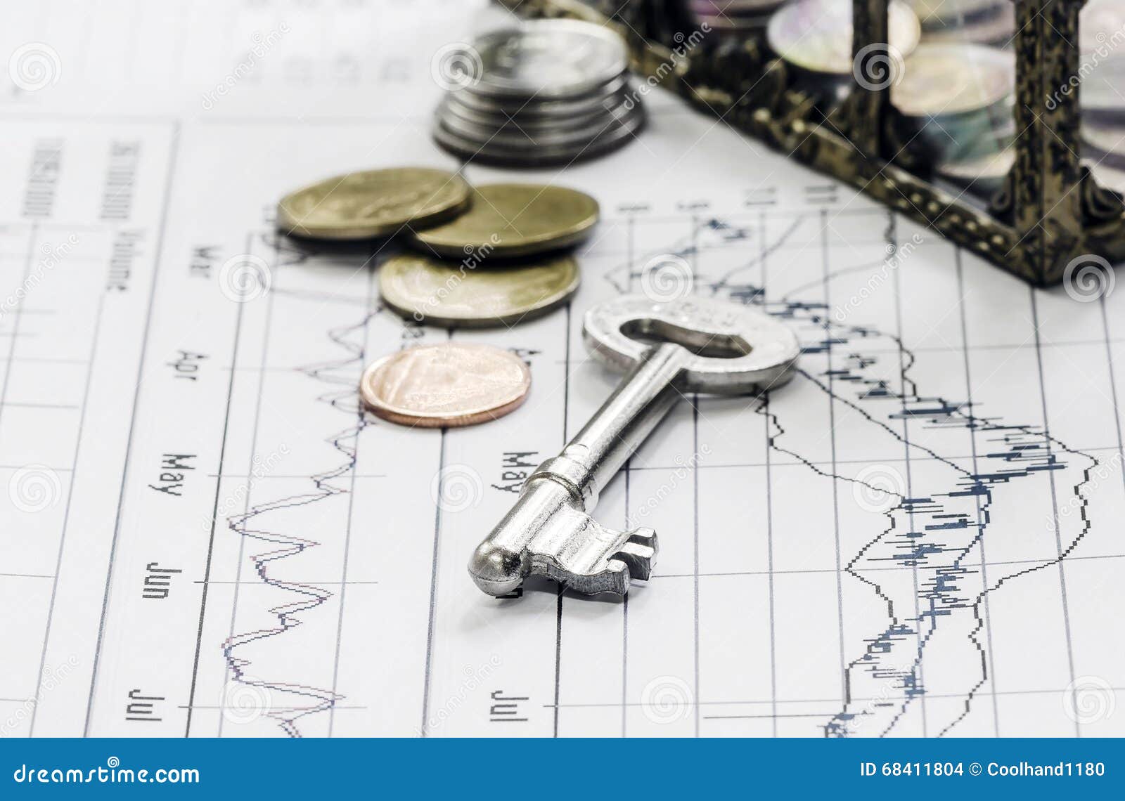 The key on stock chart stock photo. Image of project - 68411804