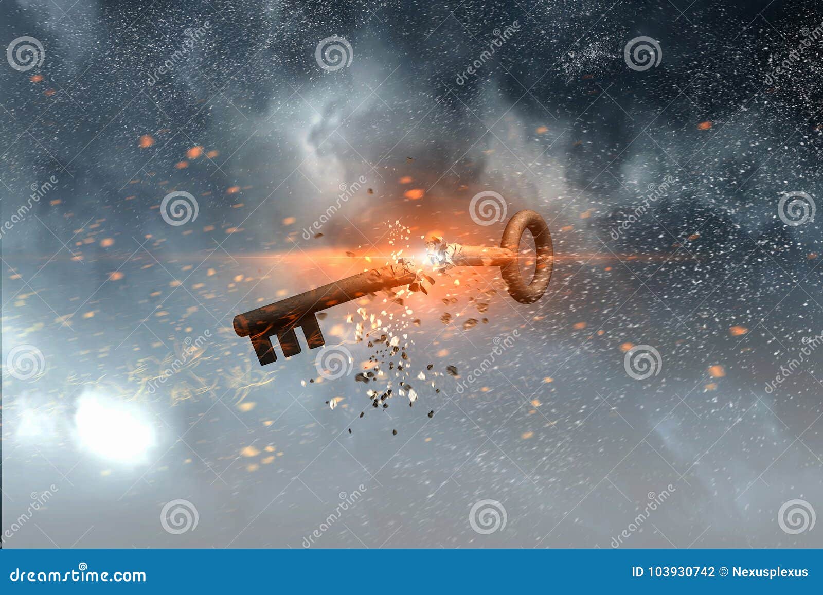 Lightning Striking Key. Mixed Media Stock Illustration - Illustration ...