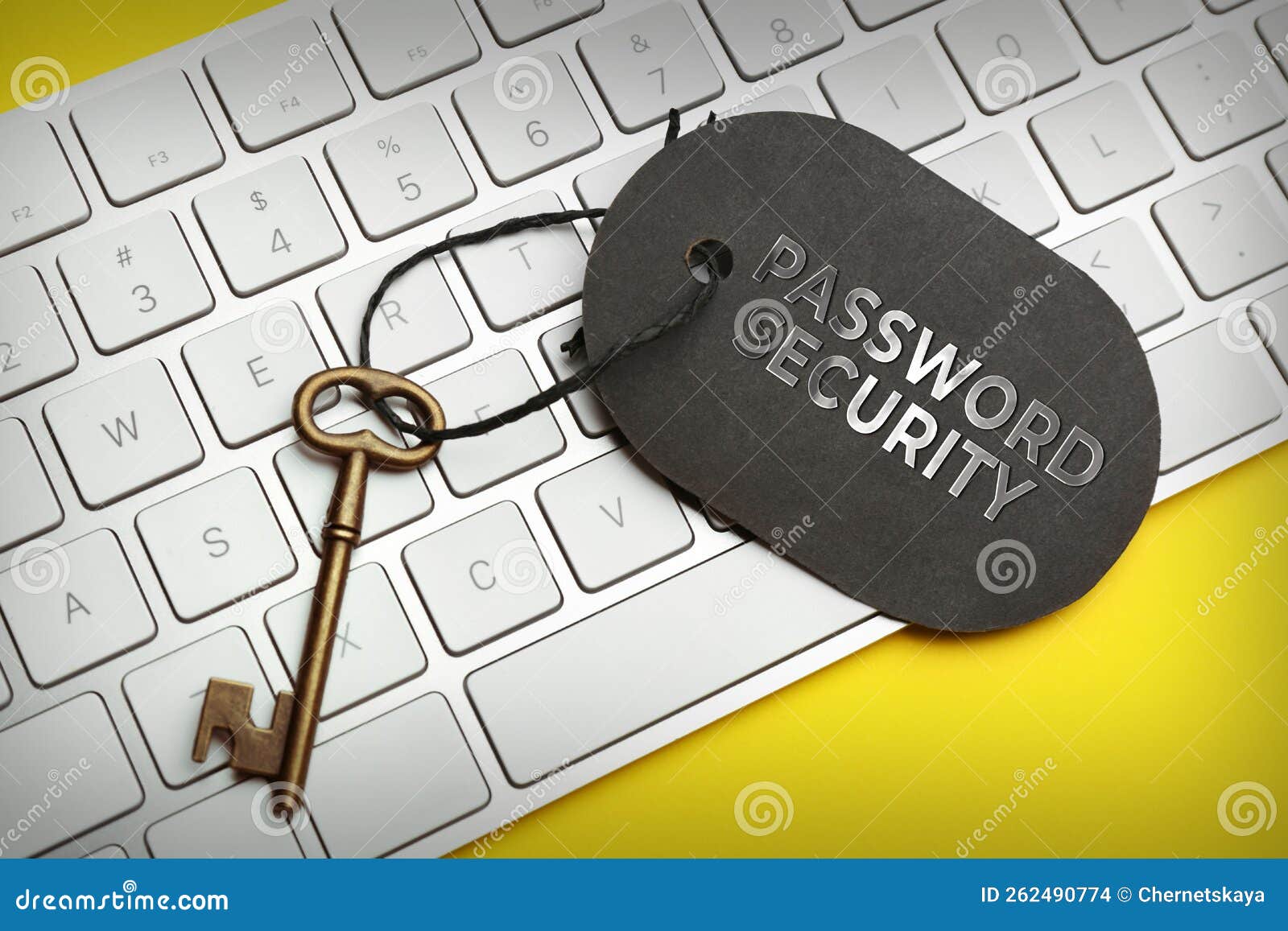 Key with Tag PASSWORD SECURITY on Keyboard, Closeup Stock Photo - Image ...
