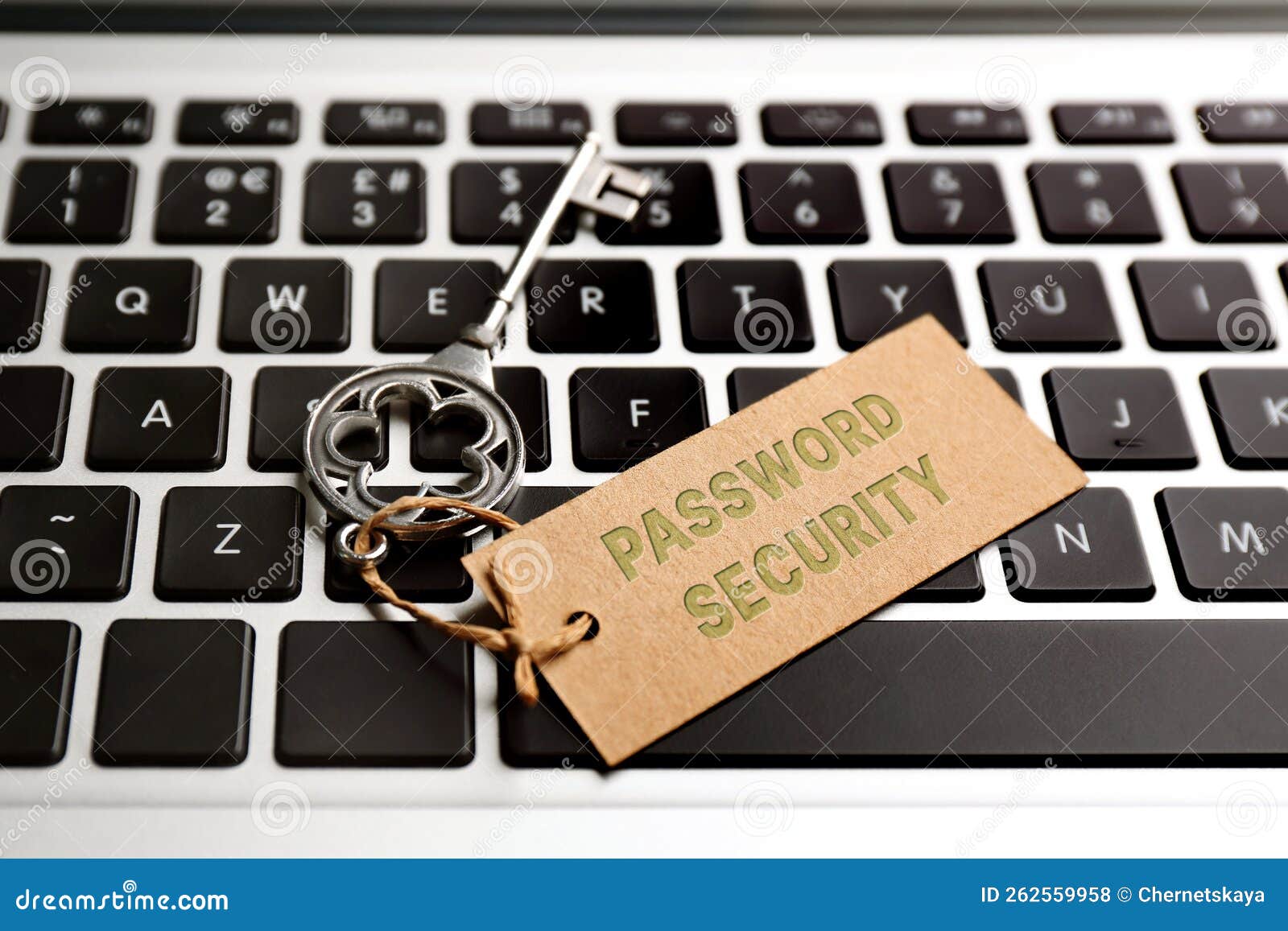 Key with Tag PASSWORD SECURITY on Laptop Keyboard, Closeup Stock Photo ...