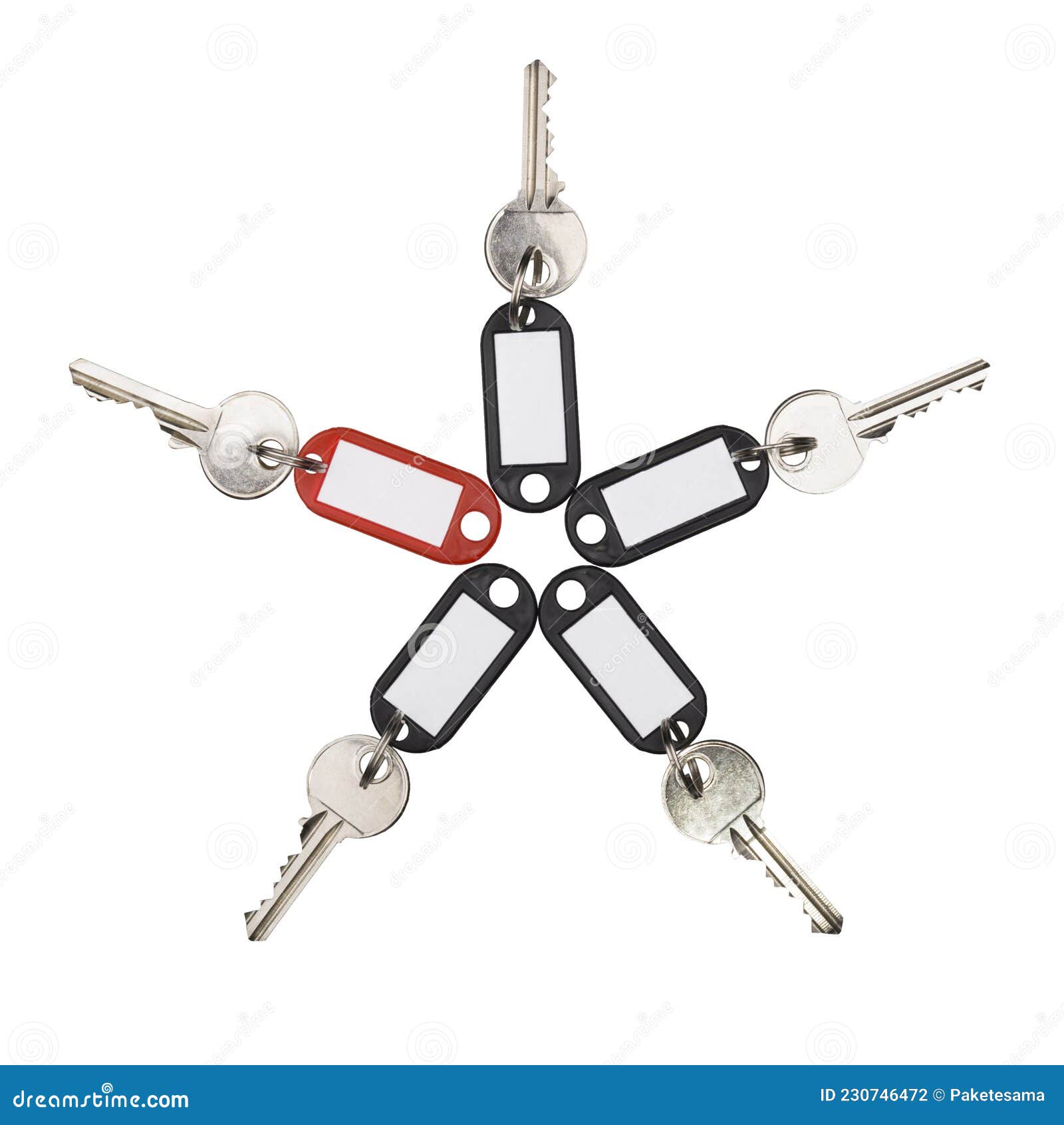 Keys with Red and Black Tags in a Form of Star Stock Photo - Image of ...