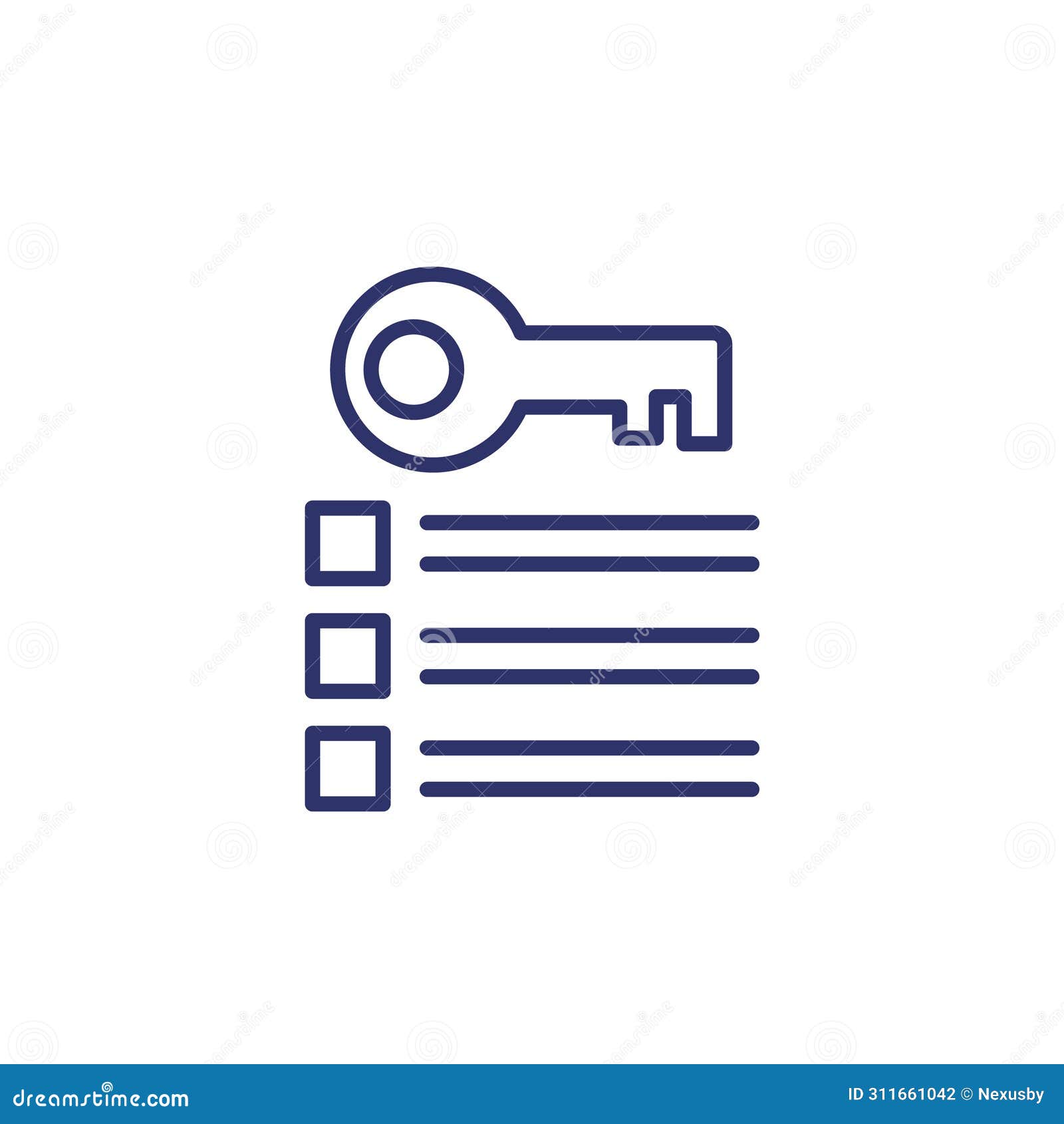 Key Takeaway Line Icon, Checklist and a Key Stock Vector - Illustration ...