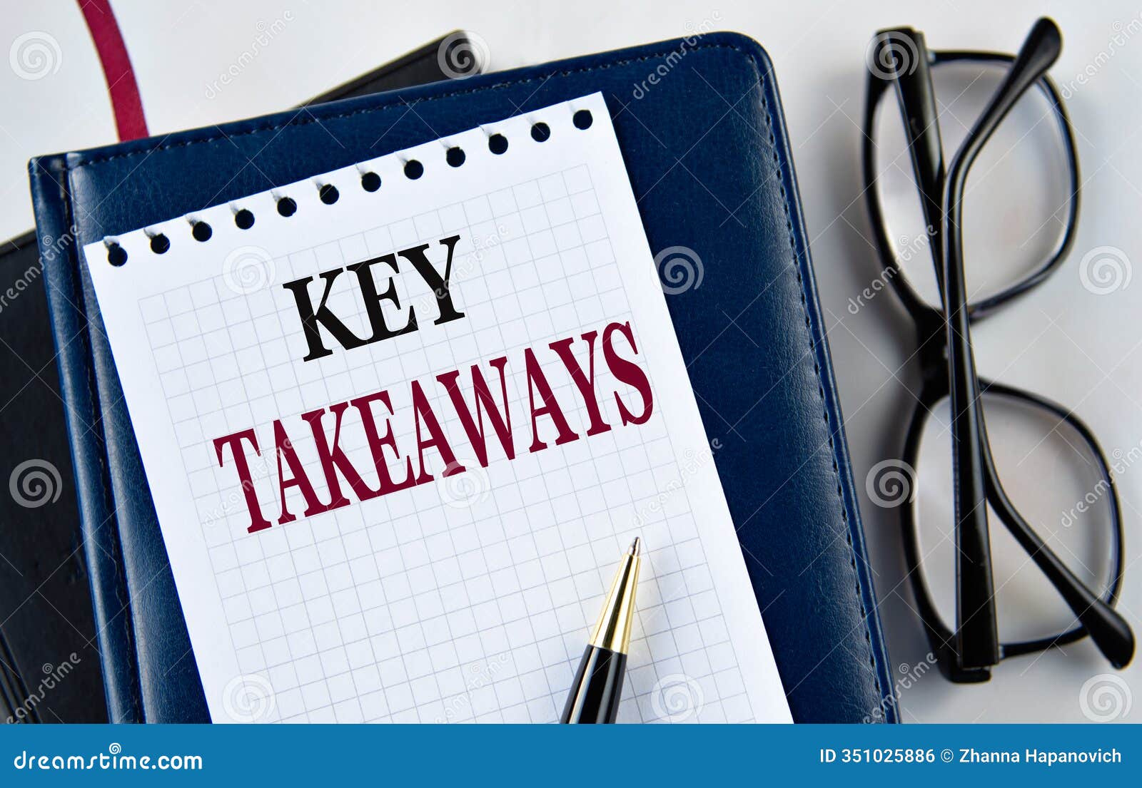 The Words KEY TAKEAWAYS Written On A White Card Near An Open Book ...