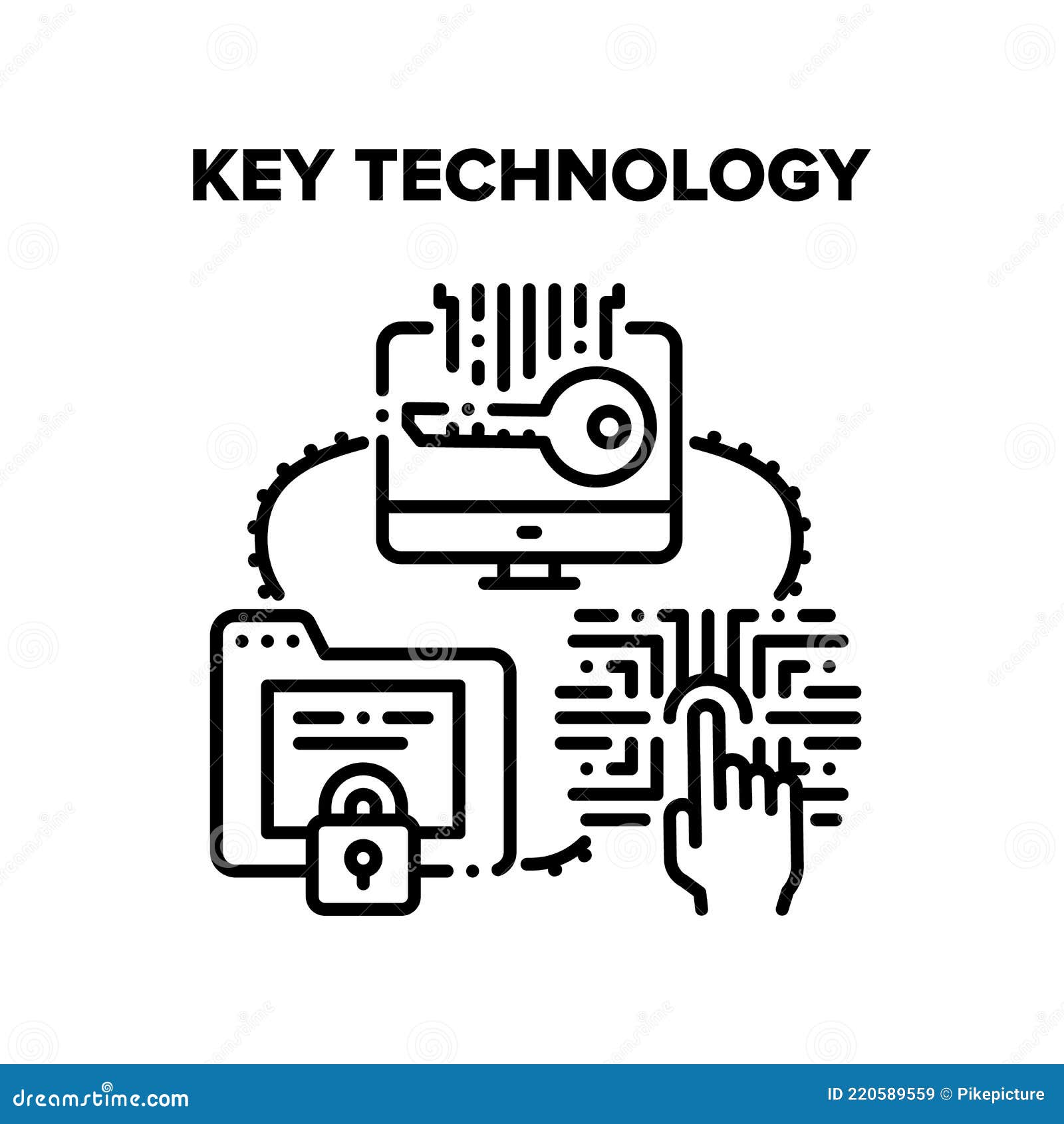 Key Technology Cyber System Vector Black Illustration Stock Vector ...