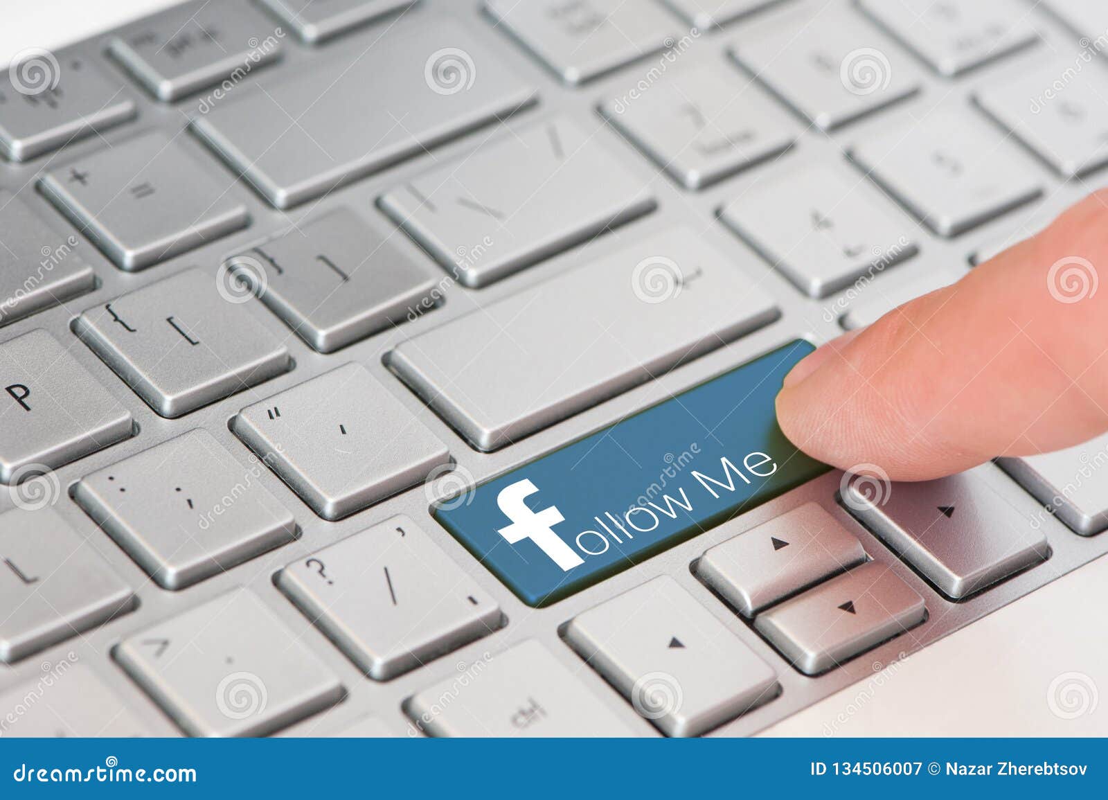 Key with Text Follow Me on White Laptop Keyboard. Facebook Style ...