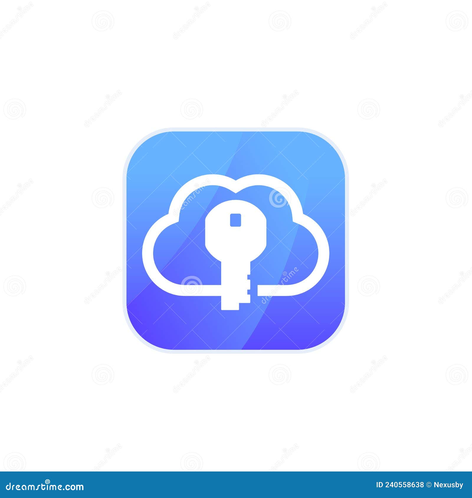 Key to cloud icon for apps stock vector. Illustration of encrypt ...