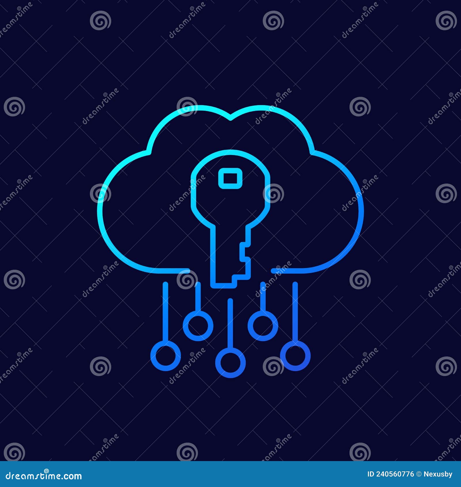 Key To a Cloud Line Vector Icon Stock Vector - Illustration of remote, secure: 240560776
