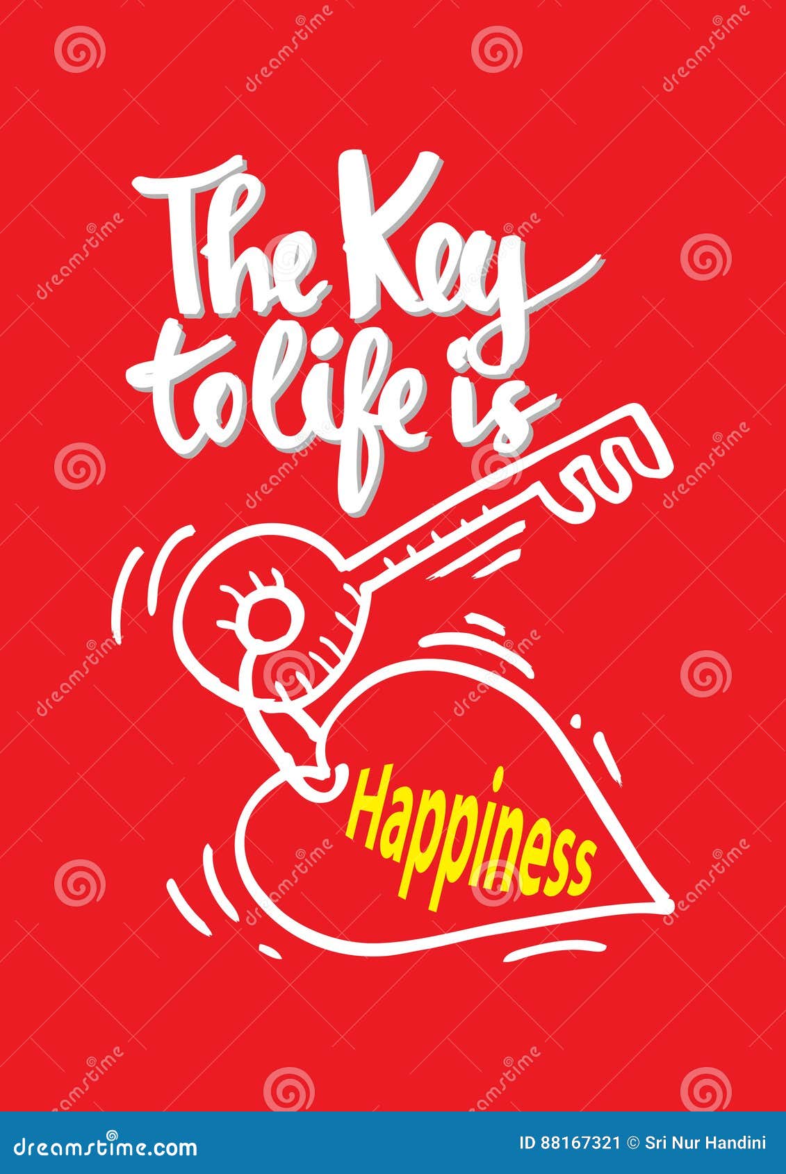 The Key To Life is Happiness. Stock Illustration - Illustration of ...