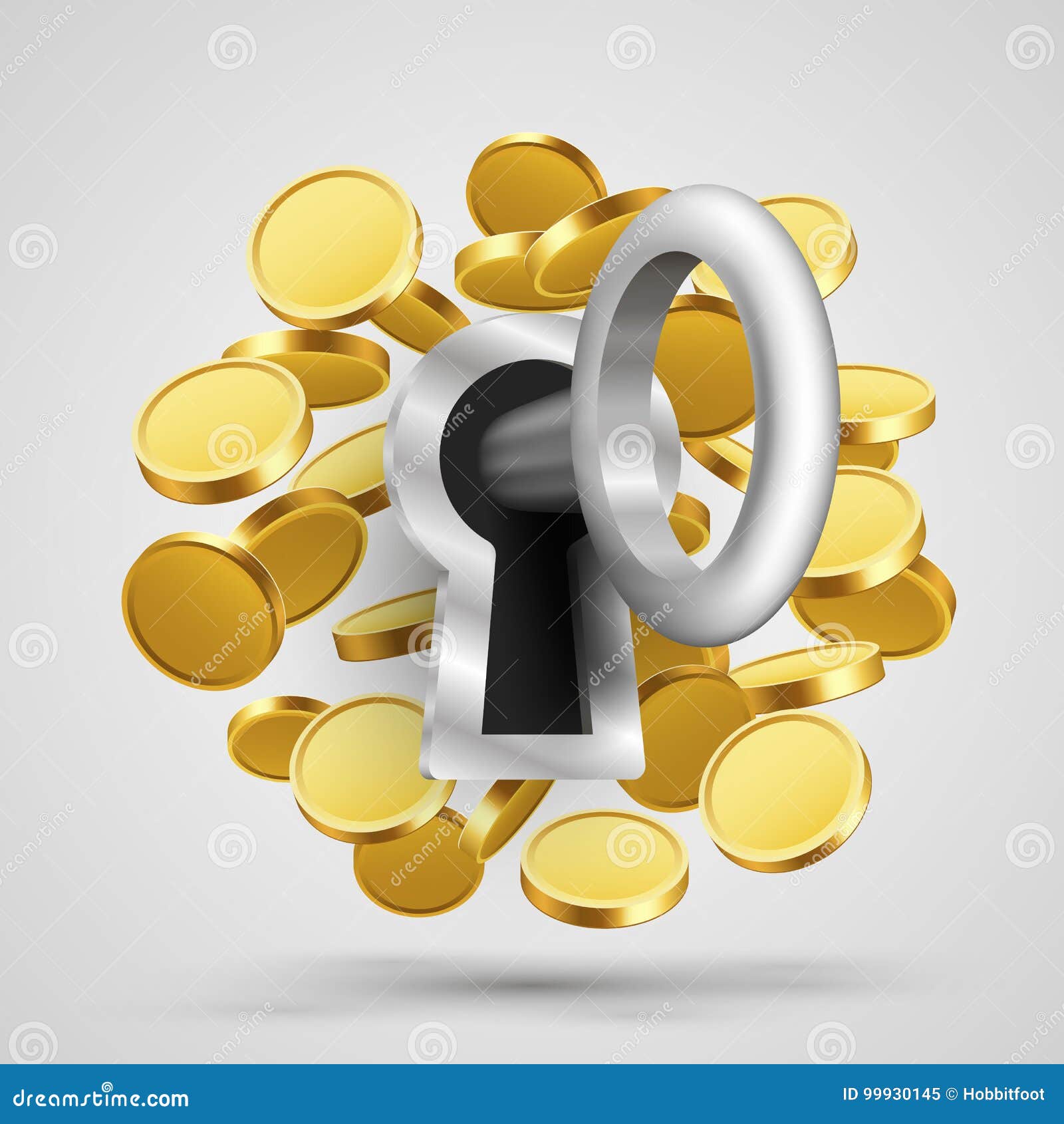 Key To the Lock with Coins. Stock Vector - Illustration of shiny, sign ...