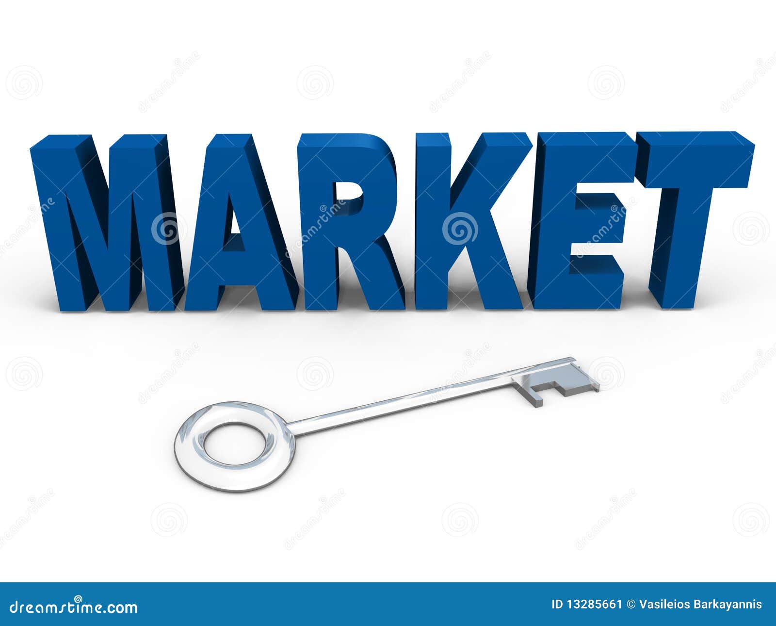 The Key To the Market - a 3d Image Stock Illustration - Illustration of ...