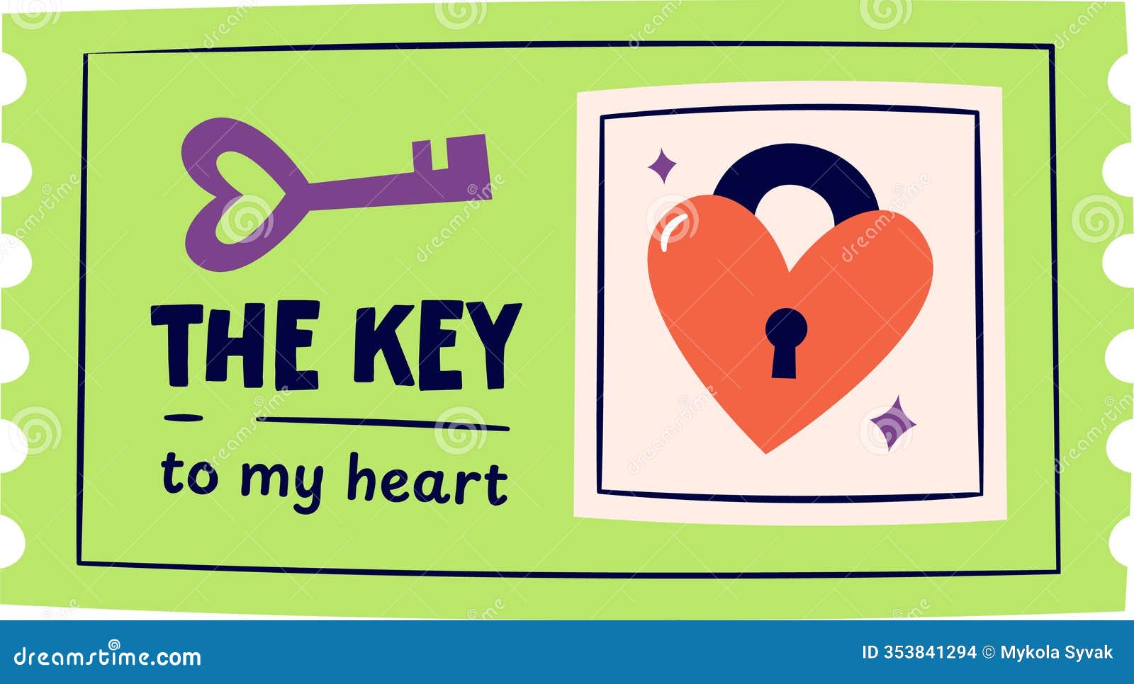 The Key To My Heart Coupon Ticket Stock Illustration - Illustration of ...