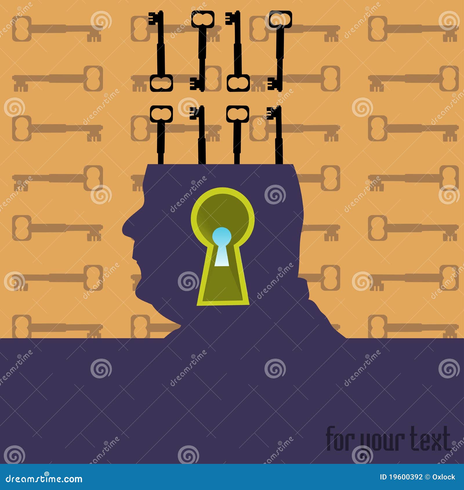 The key to my mind stock vector. Illustration of greeting - 19600392