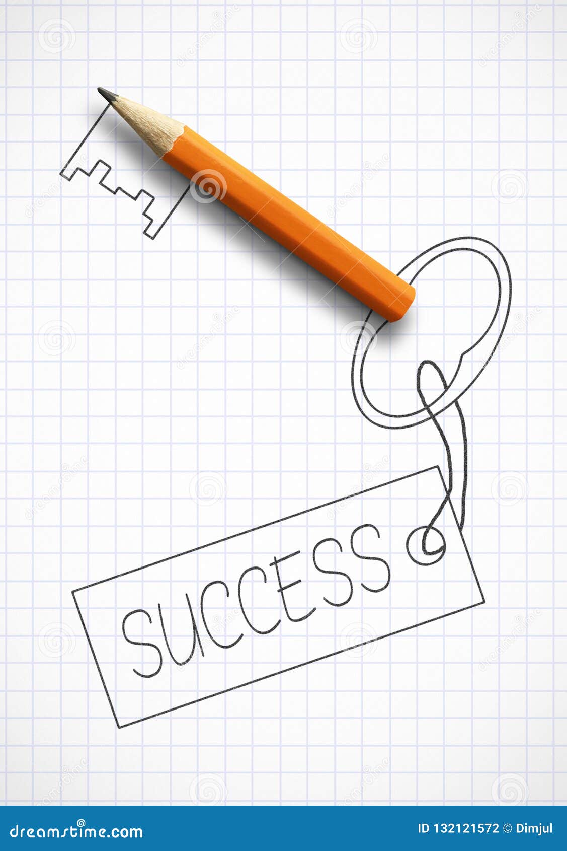 Key To Success Concept, Drawn Key with Pencil Stock Photo - Image of ...