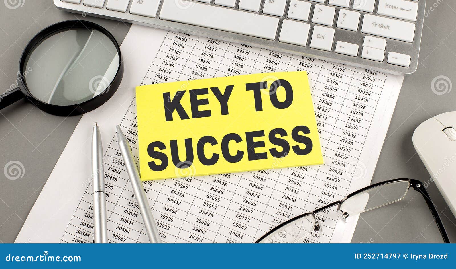 KEY TO SUCCESS Text Written on a Sticky on Chart with Keyboard and ...