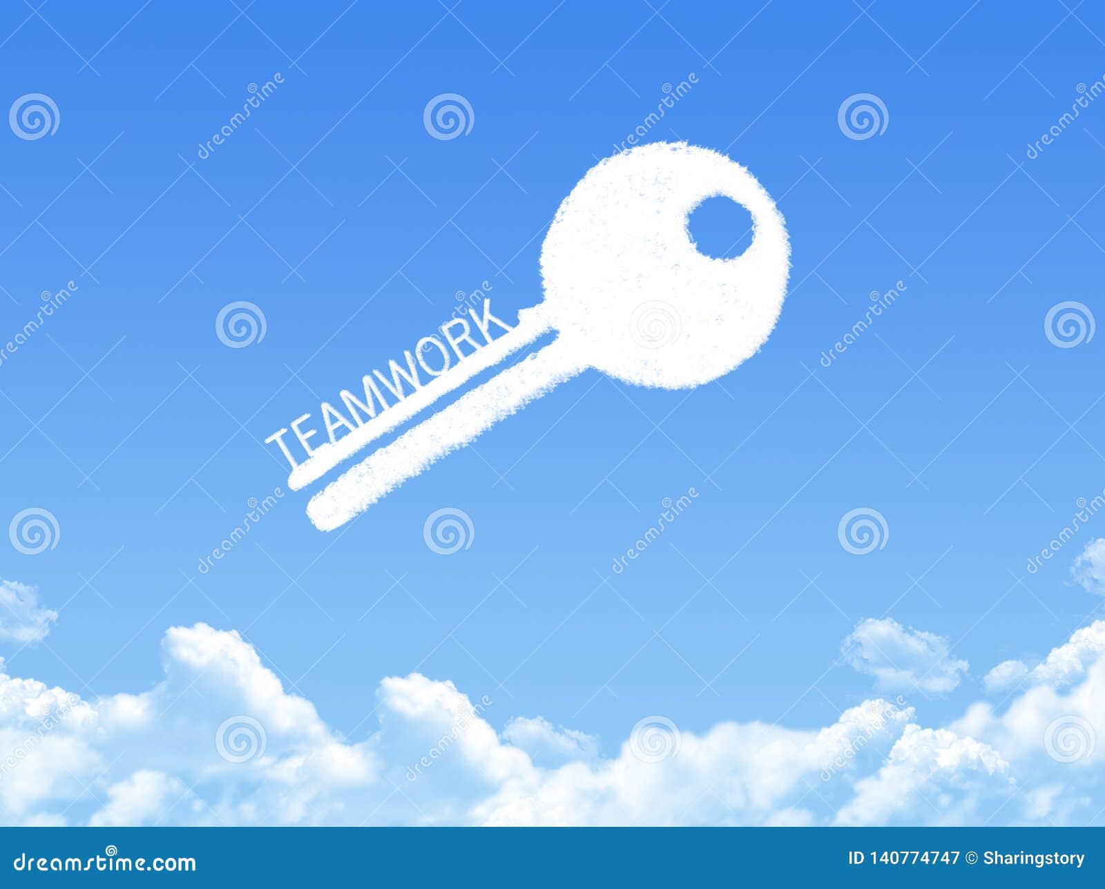 Key To Teamwork Cloud Shape Stock Illustration - Illustration of ...