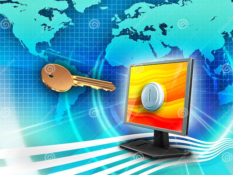 Key to the world stock illustration. Illustration of protection - 8359676