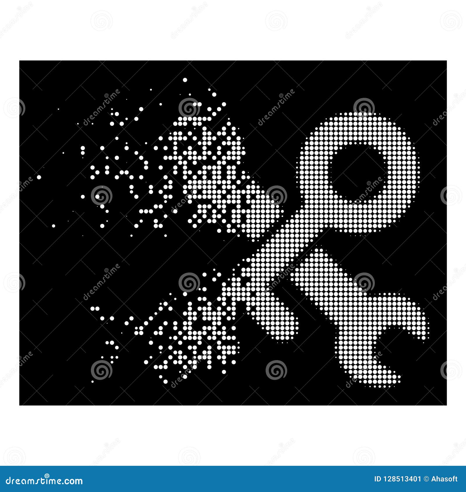 White Dissolved Pixel Halftone Key Tools Icon Stock Vector ...