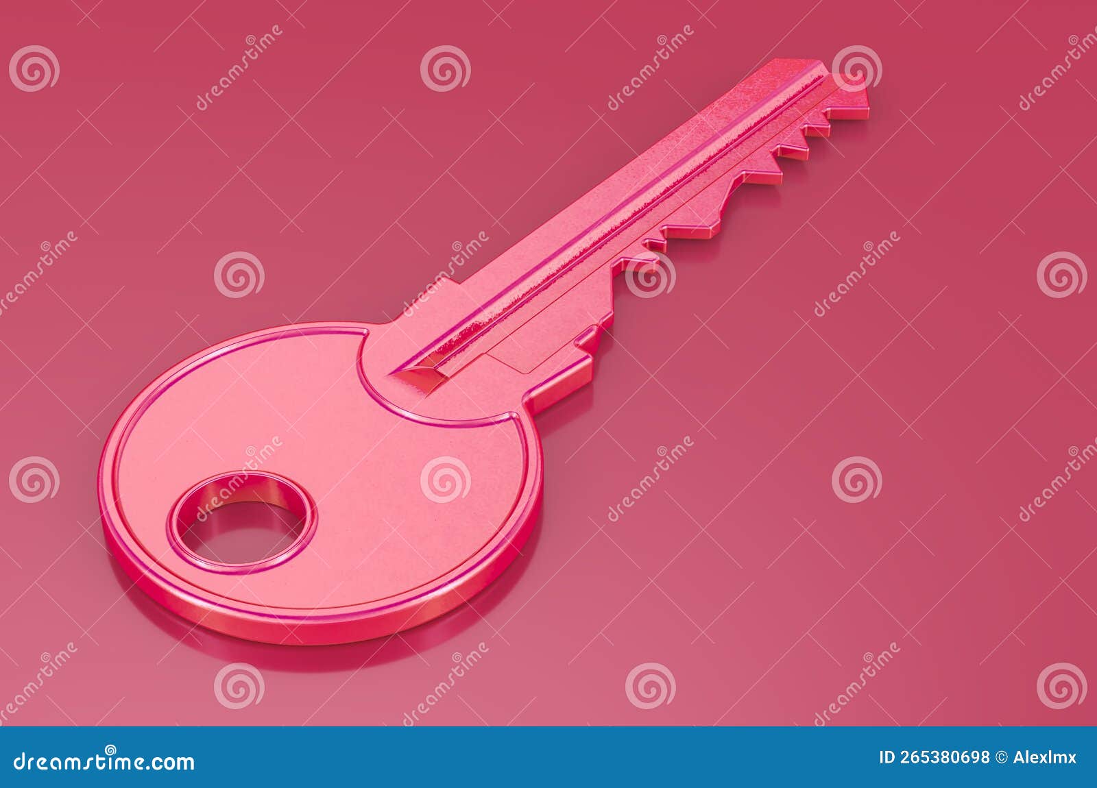 Key in Trending Viva Magenta Colors, 3D Rendering Stock Illustration ...