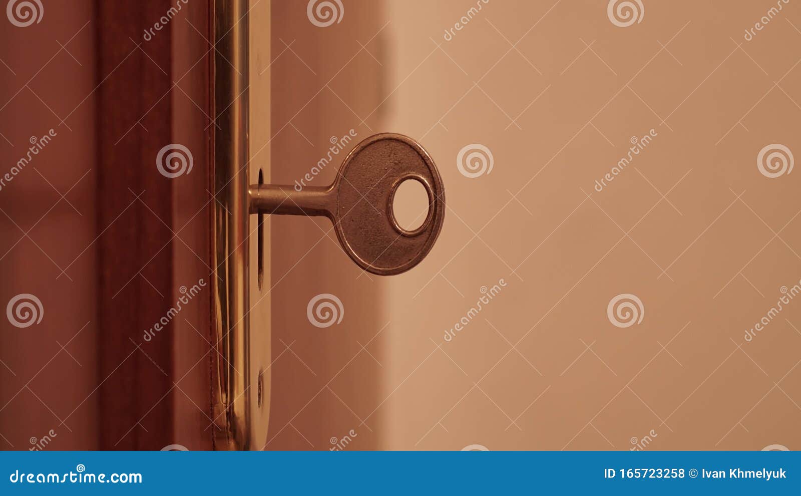 Key turns in the door lock stock footage. Video of safe - 165723258