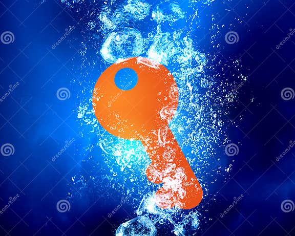 Key under water stock image. Image of water, symbol, success - 62890467