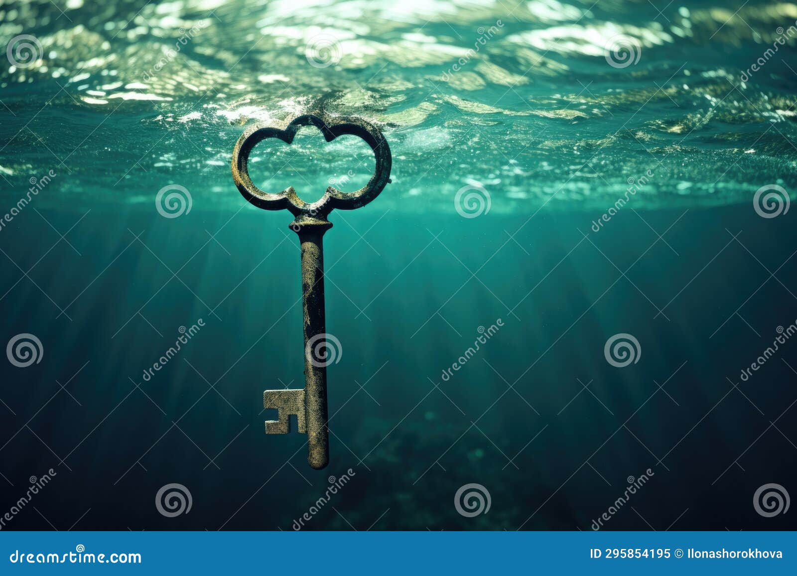 Key Underwater with Sun Light. AI Generated Stock Image - Image of door ...