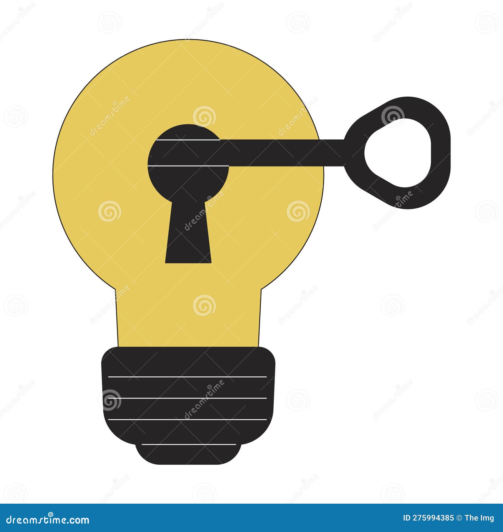 Key Unlocks Lightbulb Keyhole Flat Line Color Vector Object Stock Vector Illustration Of Idea
