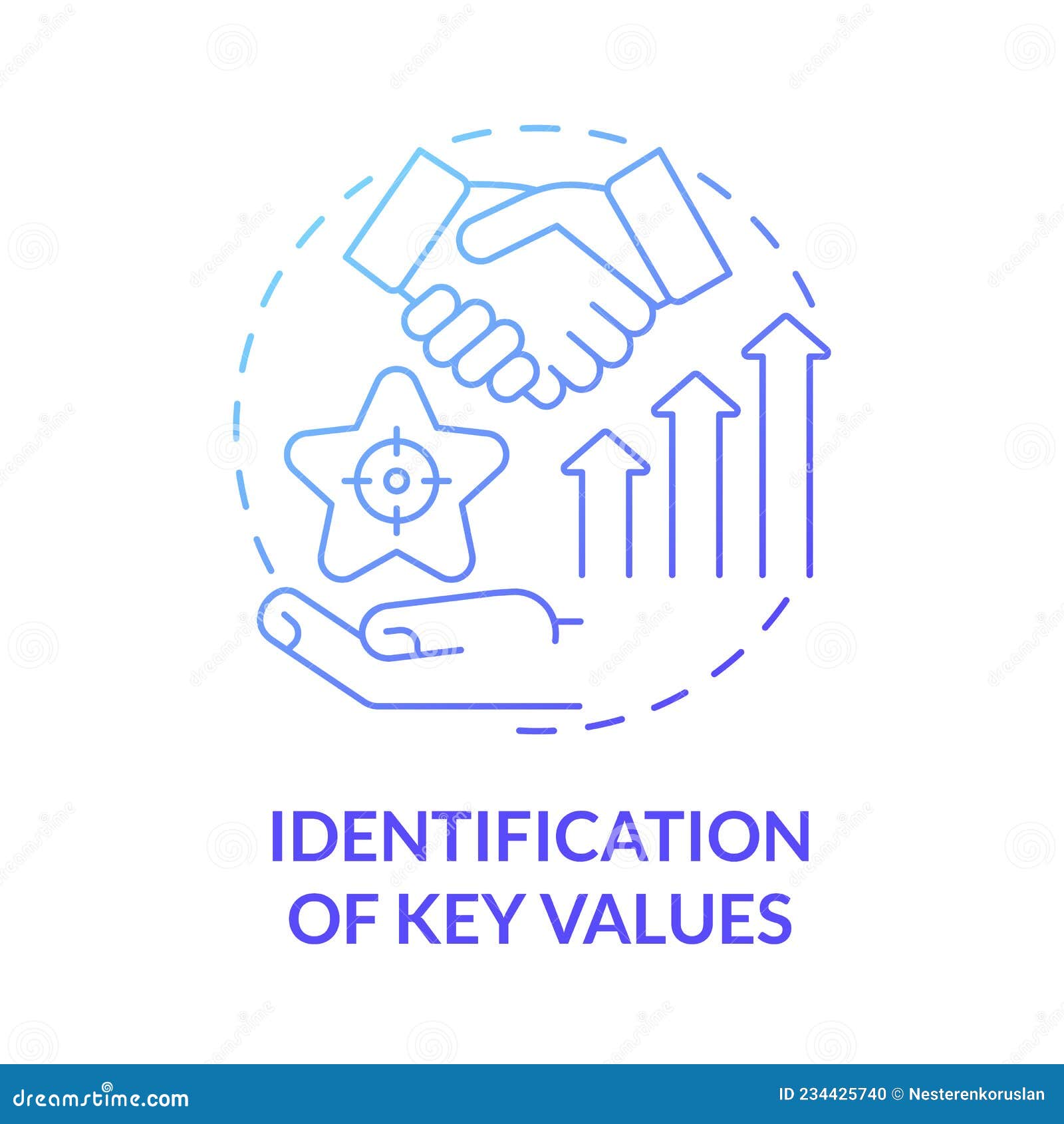 Key Values Identification Blue Gradient Concept Icon Stock Vector ...