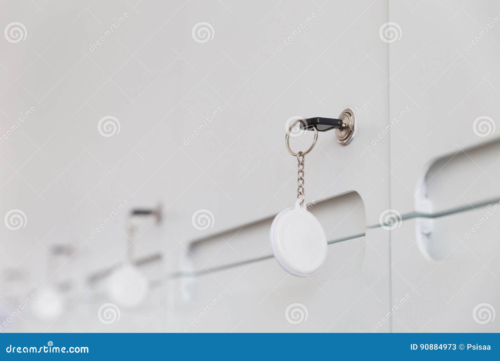Key and White Locker in School or Office. Stock Image - Image of public ...