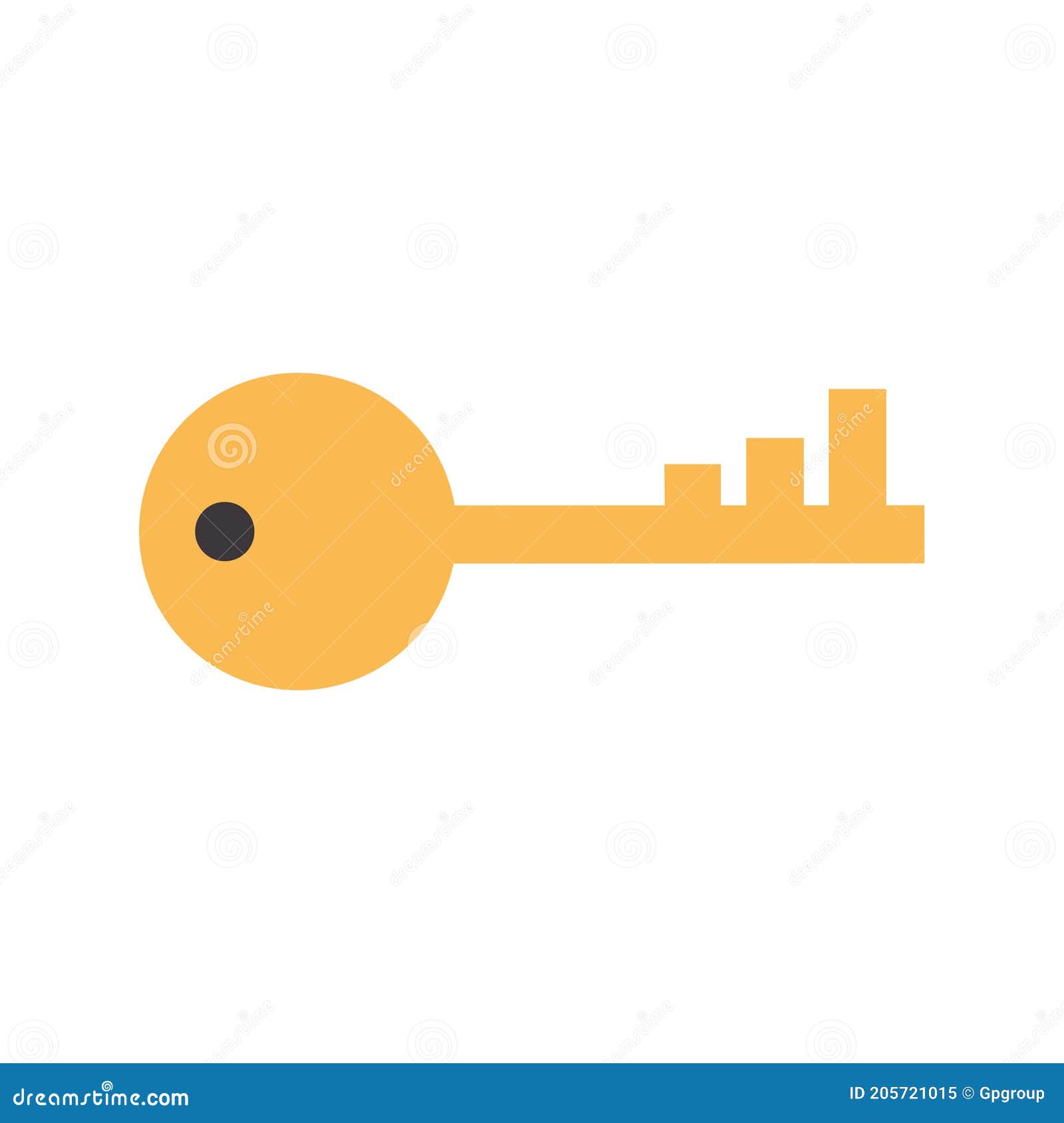 Key with a yellow color stock vector. Illustration of door - 205721015