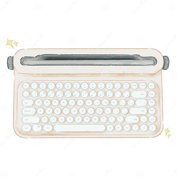 White Cream Aesthetic Retro-Style Keyboard Stock Illustration ...