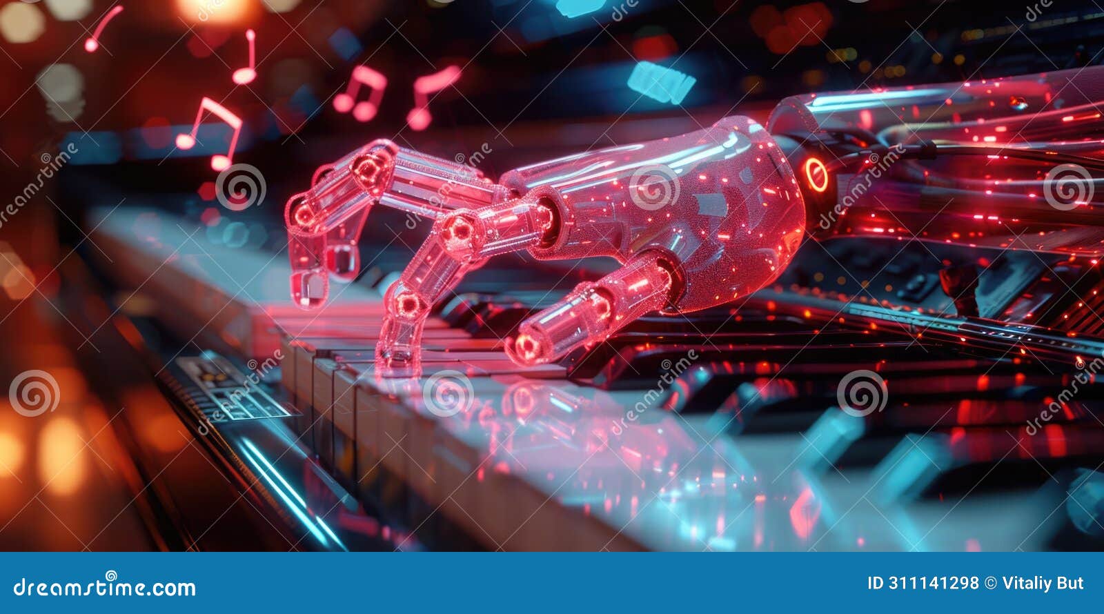 Keyboard Adorned with Musical Notes Stock Illustration - Illustration ...