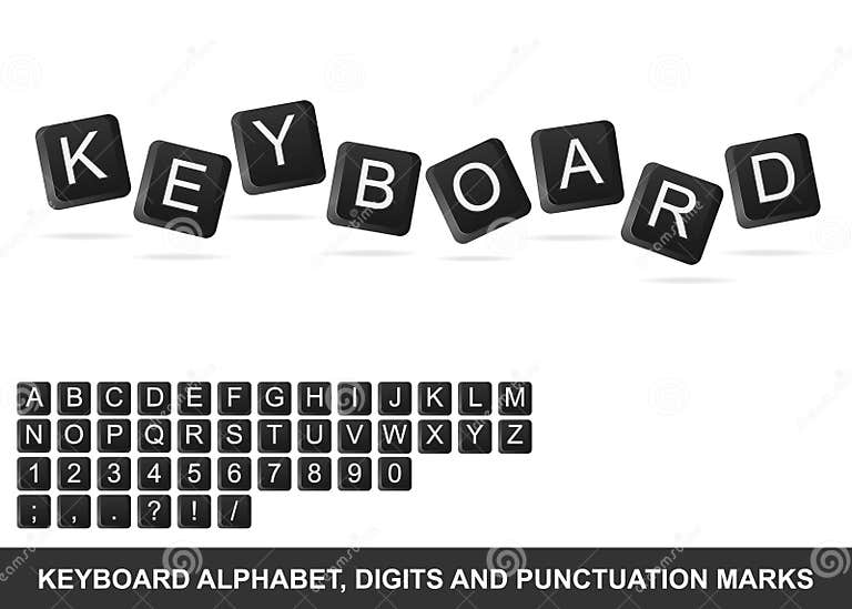 Keyboard Alphabet, Digits and Punctuation Marks Stock Vector ...