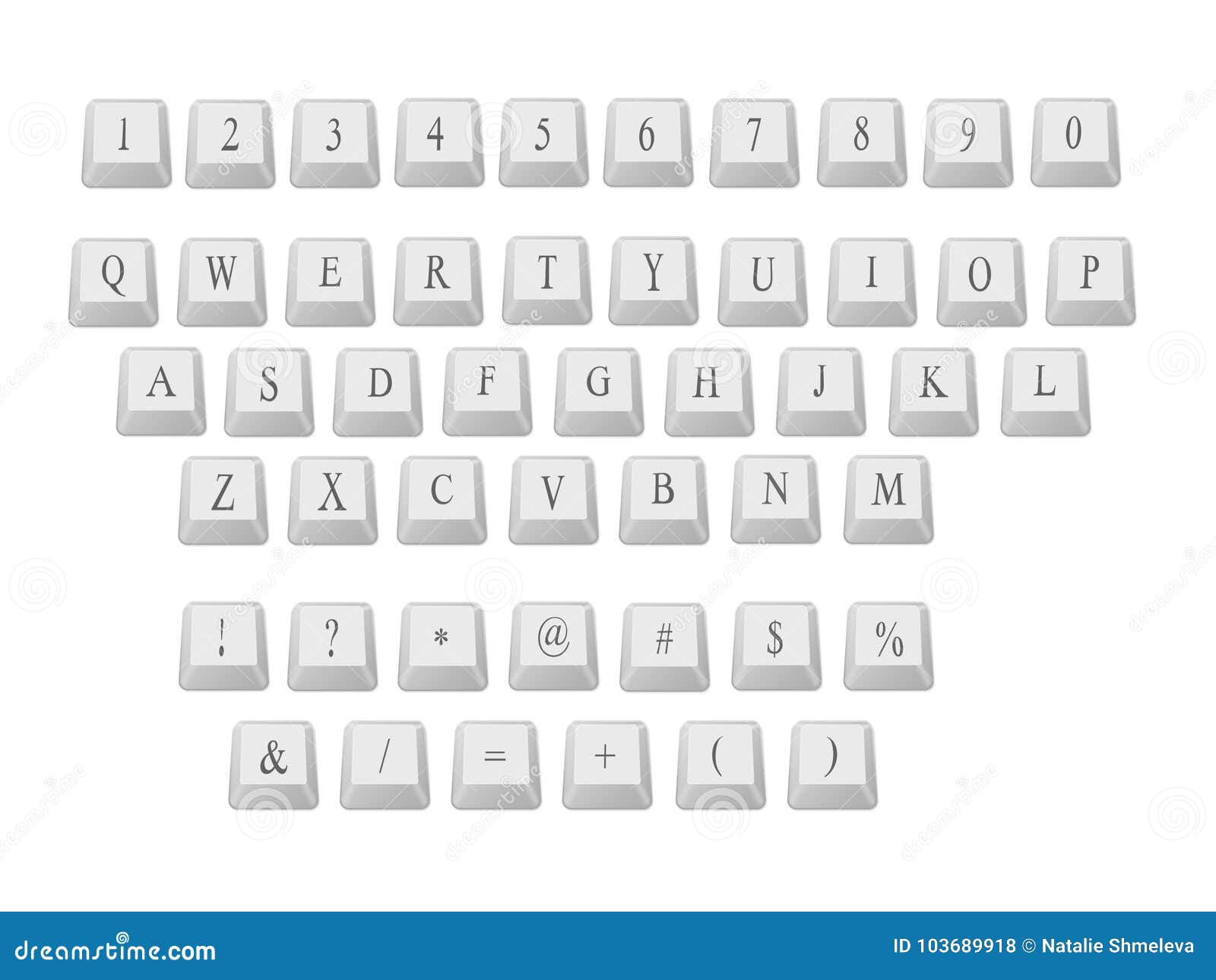 Keyboard Alphabet, Digits And Punctuation Marks Cartoon Vector ...