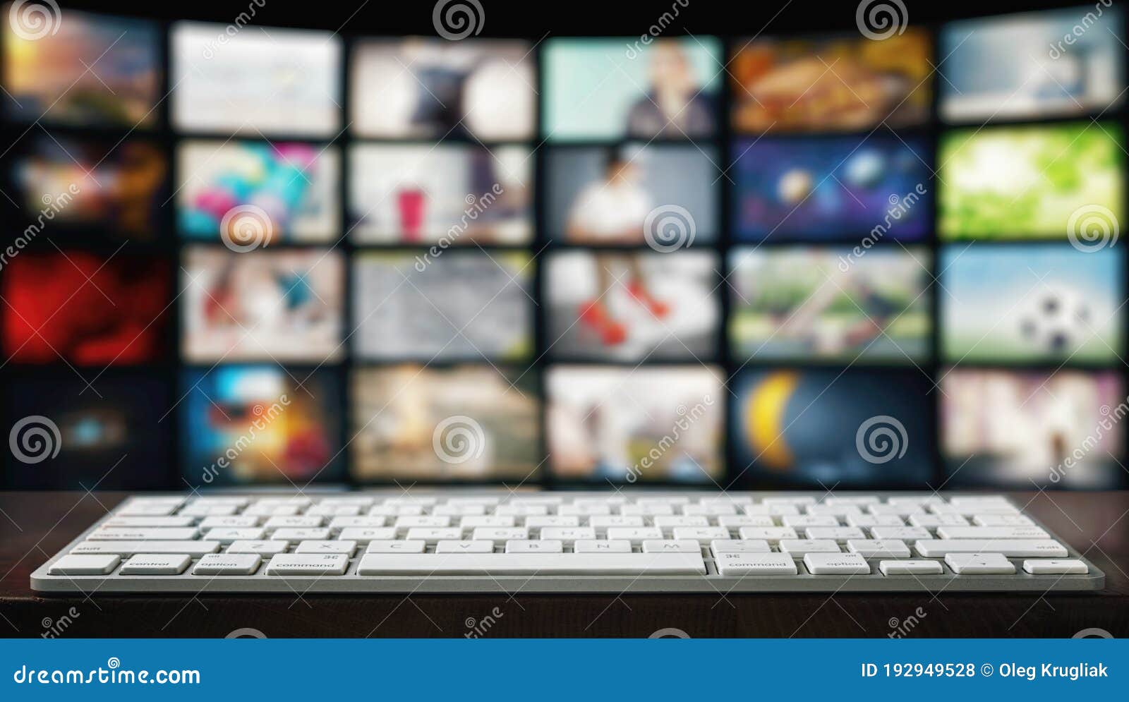The Keyboard on the Background of the Big Screen Stock Photo - Image of ...