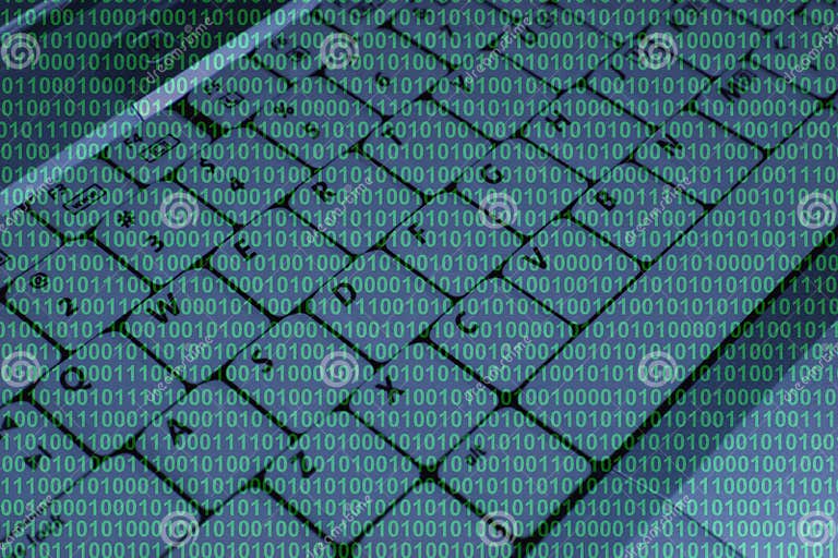 Keyboard with binary code stock illustration. Illustration of equipment ...