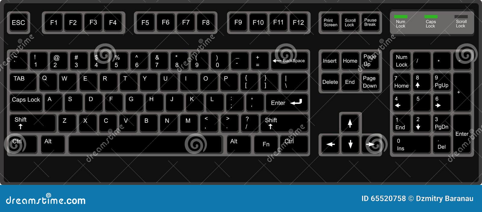 Keyboard Black Elements in Vector Stock Vector - Illustration of ...